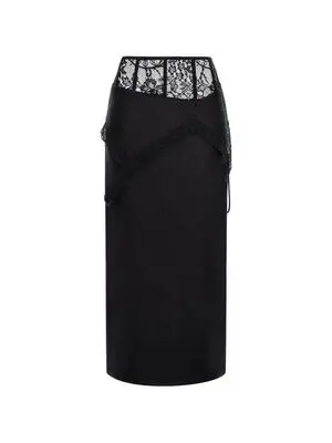 SEEN USERS Trousseau Lace-panelled Midi Skirt - Black