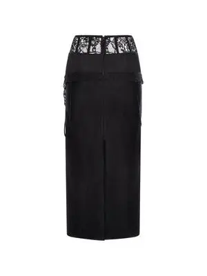 SEEN USERS Trousseau Lace-panelled Midi Skirt - Black