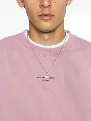 Drole De Monsieur Slogan Classique Cotton Sweatshirt Délav