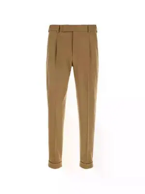 PT TORINO Pleated Turn-up Trousers - Neutrals
