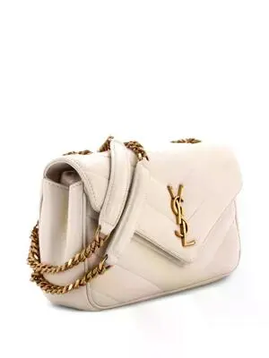 Saint Laurent Loulou Nm Shoulder Bag Matelasse Chevron Leather Small Crossbody Bag - White