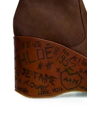 Chloé Maxime Scribble-print Platform Ankle Boots