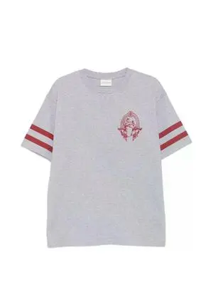 Drole De Monsieur Boxers Graphic-print Striped-sleeve T-shirt - Grey