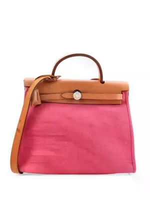Hermès Herbag Zip Leather And Toile 31 Shoulder Bag - Pink