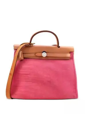 Hermès Herbag Zip Leather And Toile 31 Shoulder Bag - Pink