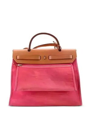 Hermès Herbag Zip Leather And Toile 31 Shoulder Bag - Pink