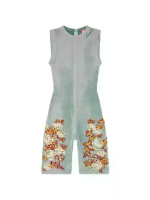 DIESEL® Knitted Playsuit With Floral Motif - Blue