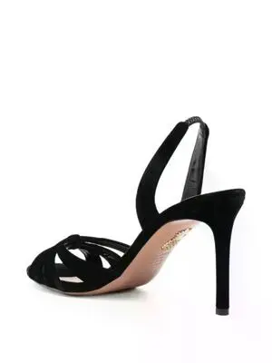 AQUAZZURA Velvet Slingback Sandals - Black