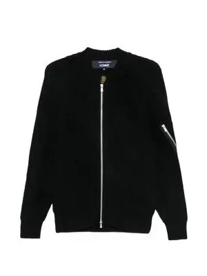 Comme Des Garçons Ribbed-knit Zip-up Cardigan - Black