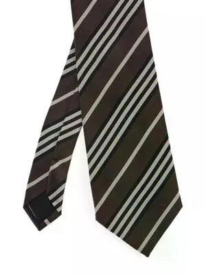 Saint Laurent Striped Tie In Silk