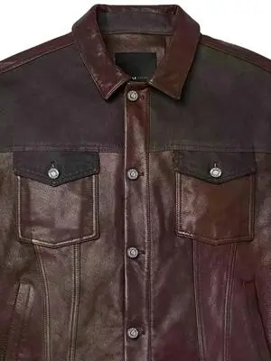 PURPLE BRAND Leather-panelled Denim Jacket - Brown