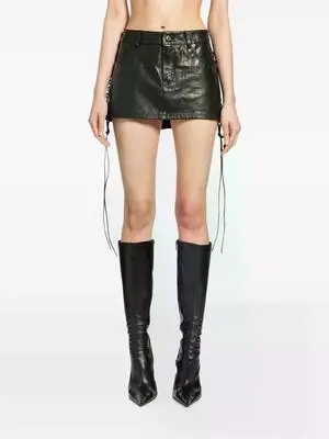 Balenciaga Laced-up Leather Mini Skirt