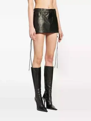 Balenciaga Laced-up Leather Mini Skirt