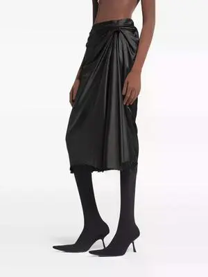 Balenciaga Draped Raw-edge Midi Skirt