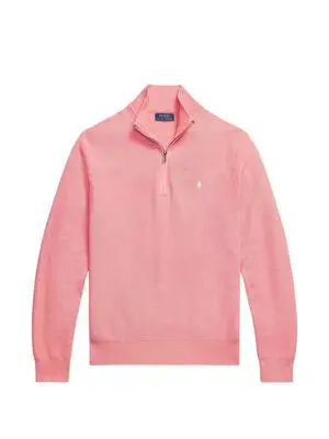 Polo Ralph Lauren Quarter-zip Embroidered-logo Sweater - Pink