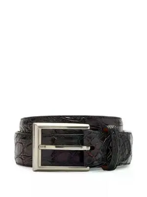 Magnanni Cocoarcade Crocodile-embossed Leather Belt - Red