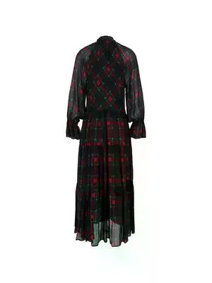 SHIRTAPORTER Tartan-print Tiered Maxi Dress