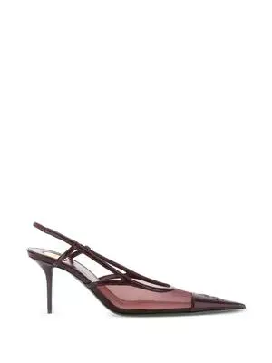 Saint Laurent Renée Mesh-panelled Pumps - Brown