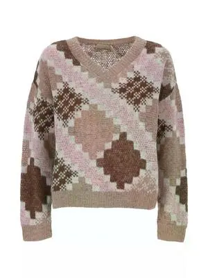 PENNYBLACK Argyle-knit V-neck Sweater