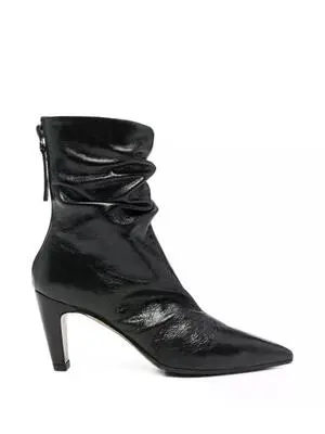 LORENA PAGGI Ruched Pointed-toe Ankle Boots