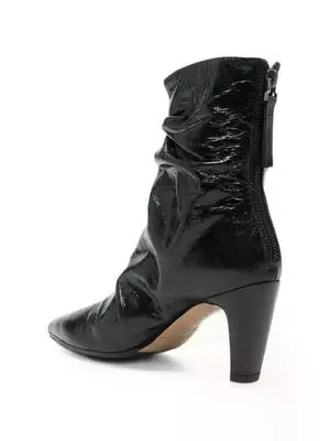 LORENA PAGGI Ruched Pointed-toe Ankle Boots