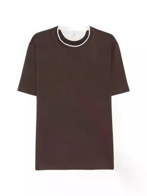 Brunello Cucinelli Contrast-trim T-shirt - Brown