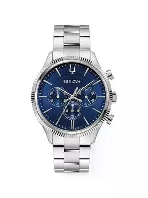 Bulova Classic 42mm Fluted-bezel Watch - Blue