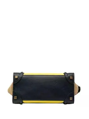 Celine 2014 Micro Tricolor Calfskin And Suede Luggage Tote Bag - Yellow