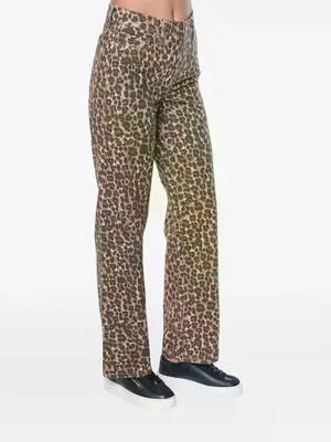 Dkny Leopard-print Straight-leg Jeans - Brown