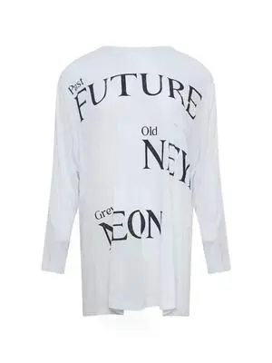 OPEN YY Slogan-print Long-sleeve T-shirt - White