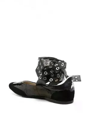 Patrizia Pepe Eyelet-embellished Wrap-around Ballet Flats