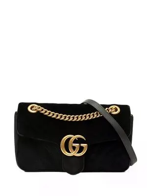 GUCCI 2016-2026 Medium Gg Marmont Matelasse Velvet Shoulder Bag