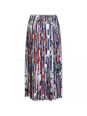 Thom Browne Striped-pattern Graphic-print Pleated Maxi Skirt