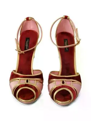 Dolce & Gabbana Rose-embellished Velvet Sandals