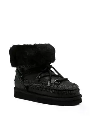 Mou Lace-up Crochet-trim Ankle Boots