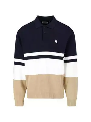 Carhartt Work In Progress L/s Austin Colour-block Polo Sweater - Blue