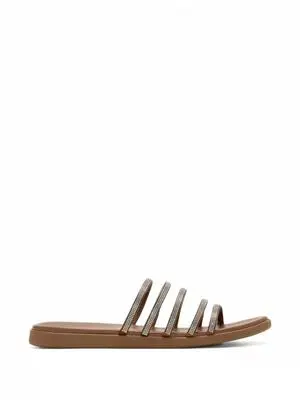 PEDRO GARCIA Prudie Crystal-embellished Flat Sandals - Silver