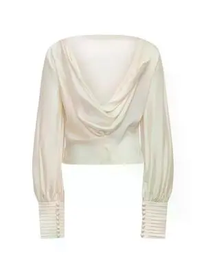 STOLEN STORES Kaia Draped-back Long-sleeve Blouse - Neutrals