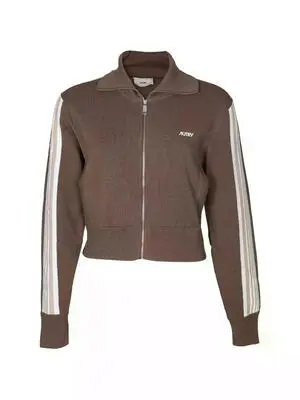 AUTRY Stripe-detail Logo-embroidered Jacket - Brown