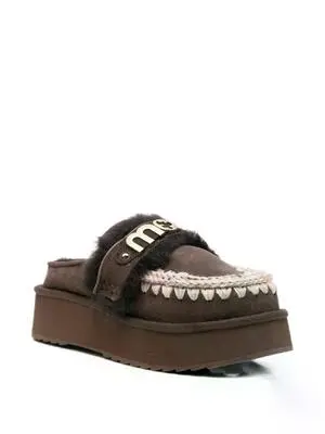Mou Logo-plaque Crochet-trim Slippers