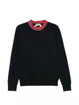 N°21 Contrast-trim Crew-neck Sweater - Blue
