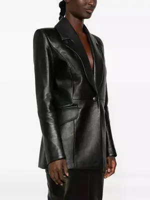 MITILIANE COUTURE Padded-shoulder Leather Blazer