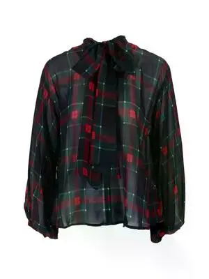 SHIRTAPORTER Tartan-print Pussy-bow Blouse - Blue
