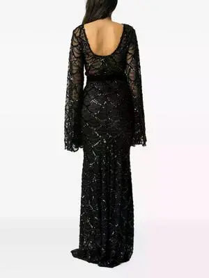 MIAU BY CLARA ROTESCU Afraf Sequin-embellished Maxi Dress