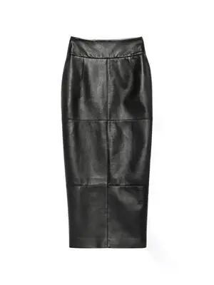 MITILIANE COUTURE Panelled Leather Midi Skirt - Black