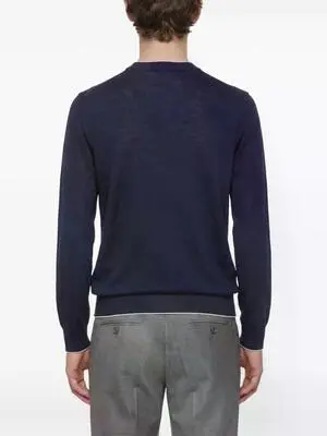 Eleventy Contrast-trim Fine-knit Sweater