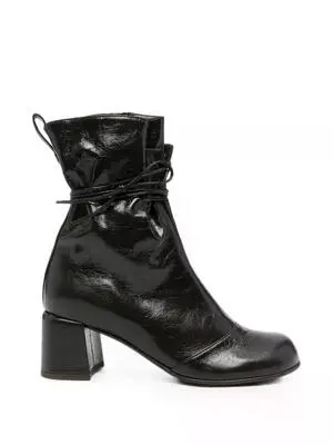 LORENA PAGGI Lace-up Crinkled-finish Ankle Boots
