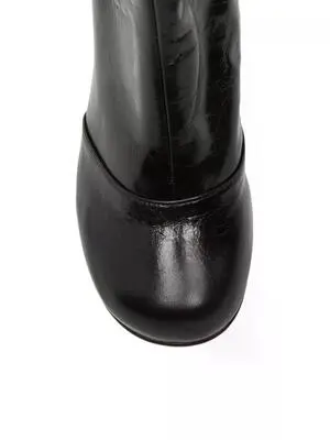 LORENA PAGGI Lace-up Crinkled-finish Ankle Boots