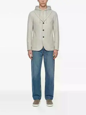 Eleventy Layered-effect Hooded Blazer - Grey