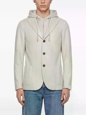 Eleventy Layered-effect Hooded Blazer - Grey